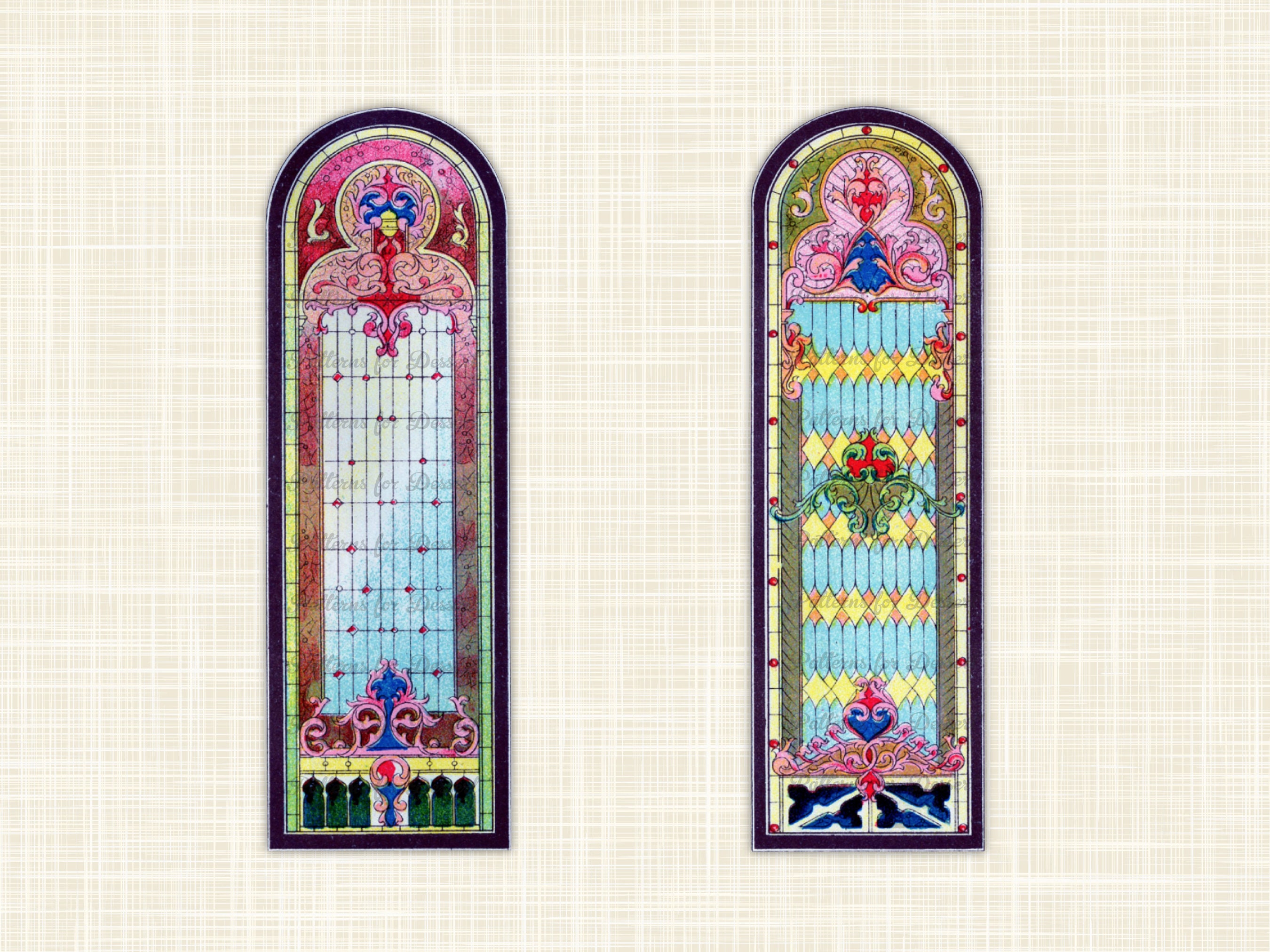 Vintage Stained Glass Windows: Vintage Clip Art, Antique Illustrations ...