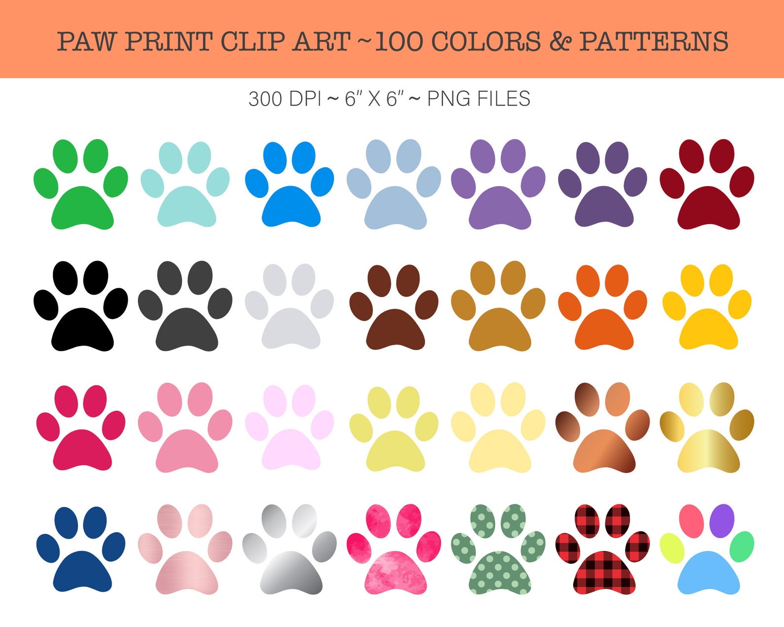 Paw Print Clip Art: Digital Scrapbooking Cute Clip Art Dog | Etsy
