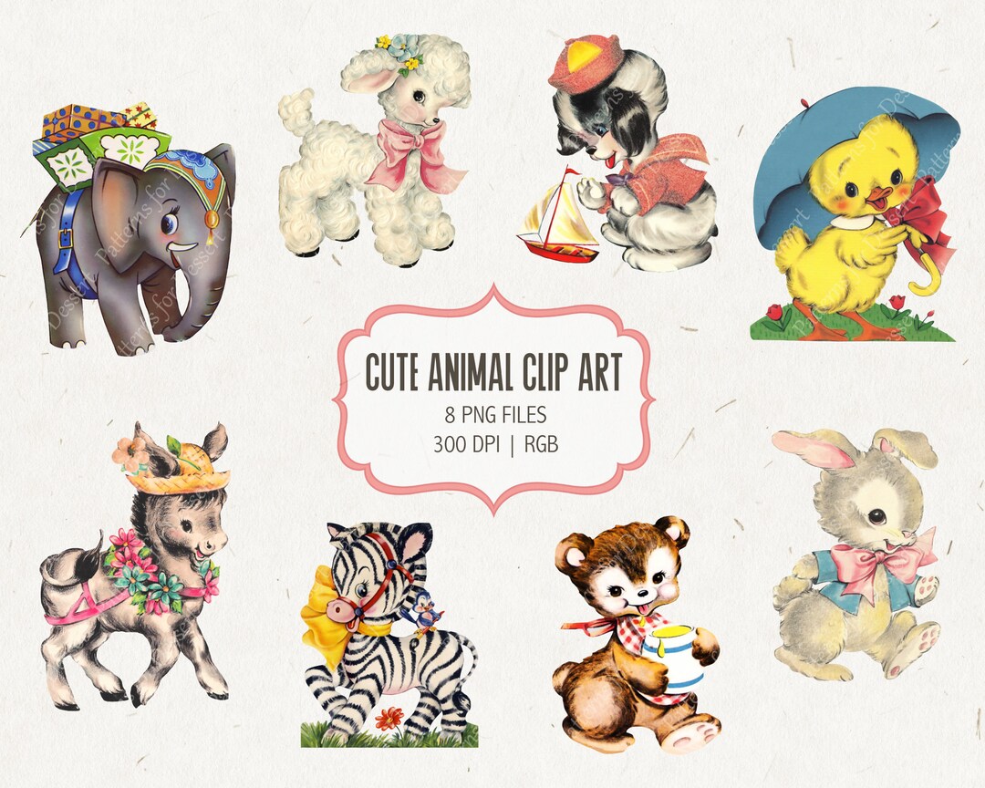 Retro Animal Clip Art | Vintage Clip Art | Digital Download | Scrapbook ...