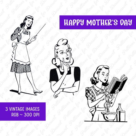 Vintage Black & White Mother's Day Clip Art: Scrapbook - Etsy