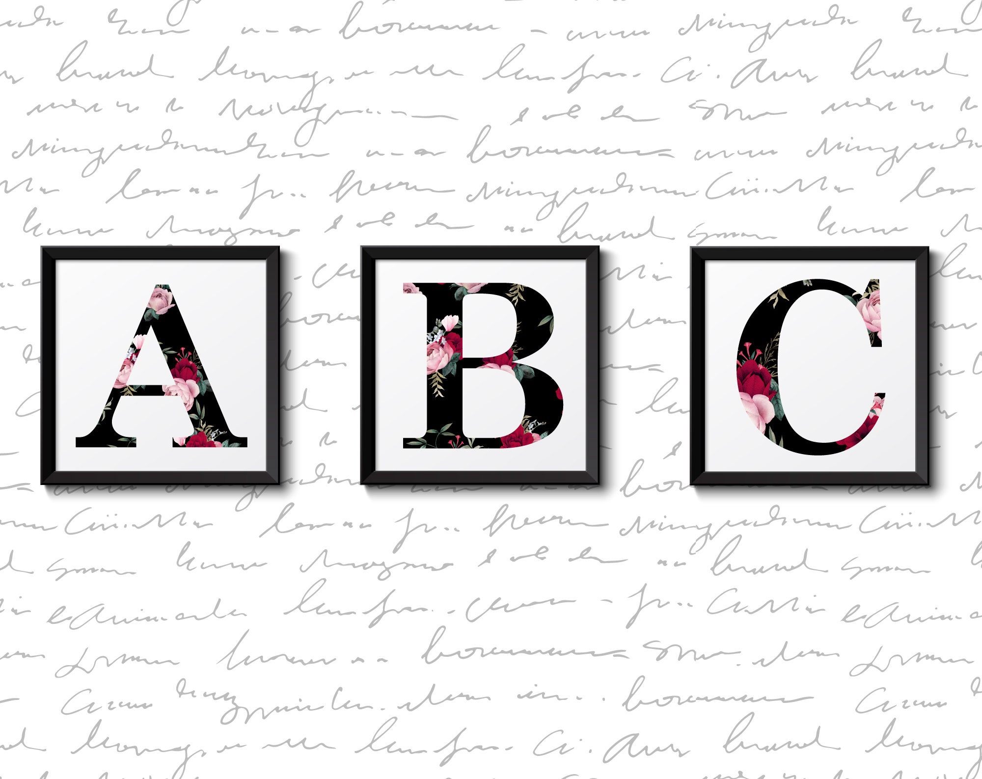 Pink and Red Floral Alphabet Clip Art | Pink Flowers | Flower Alphabet ...