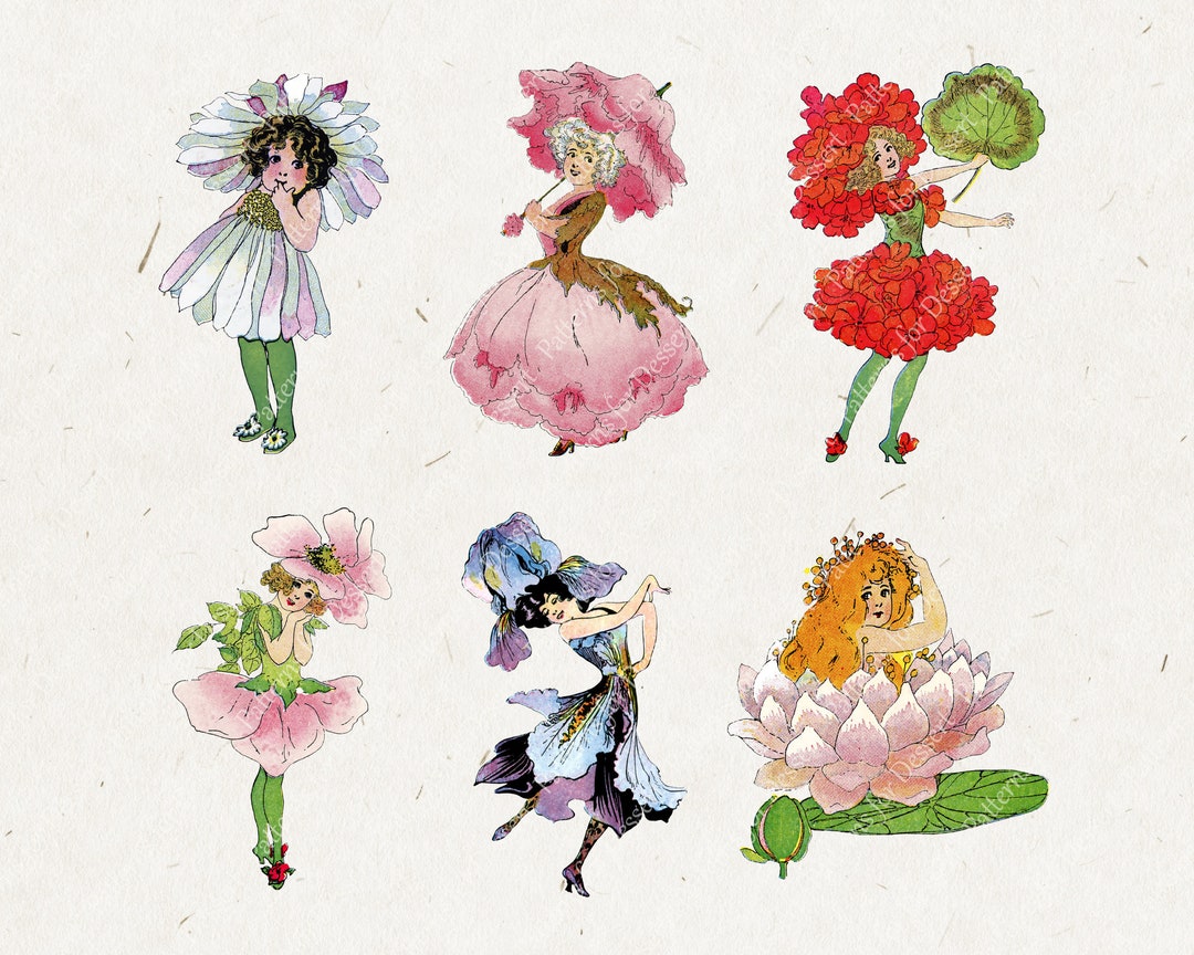 Vintage Fairy Flowers Clip Art | Antique Clip Art | Flower ...