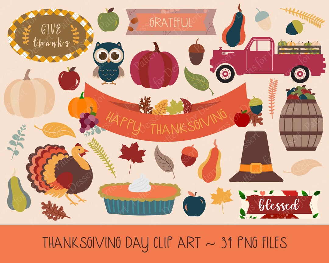 Thanksgiving Day Clip Art: Food Clip Art, Digital Download, Fall Clip ...