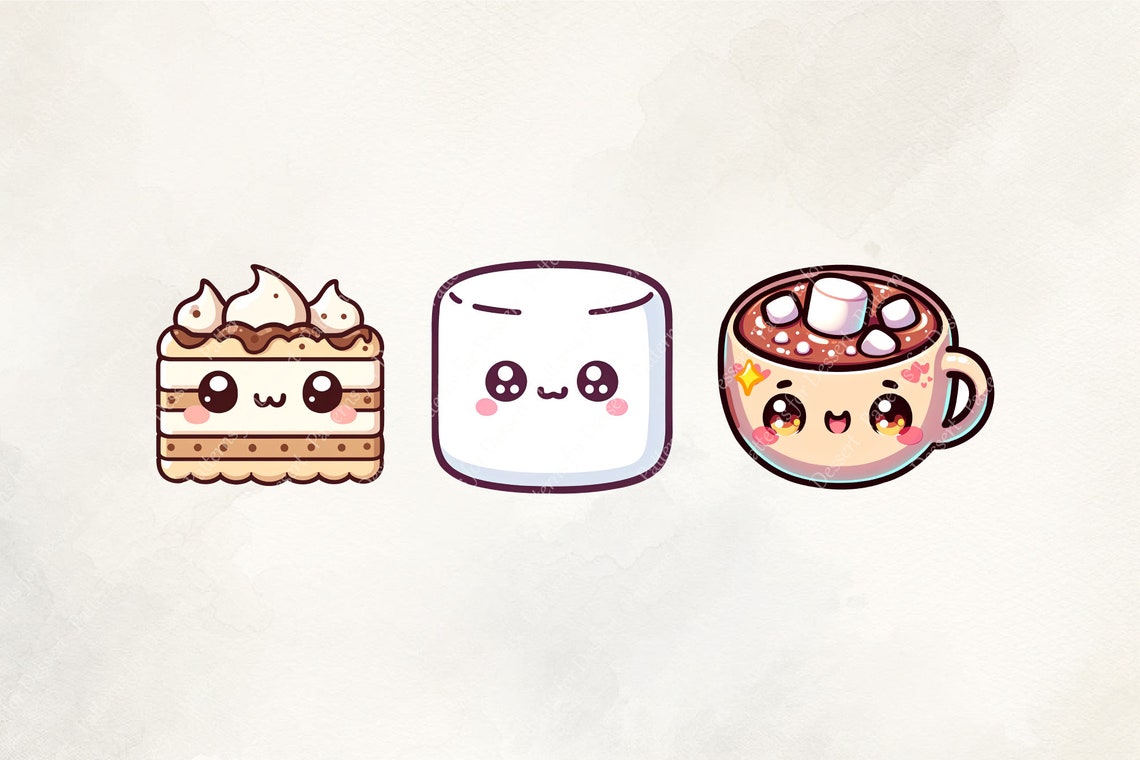 Pastel Kawaii Desserts Clip Art Scrapbook Elements Digital Download - Etsy