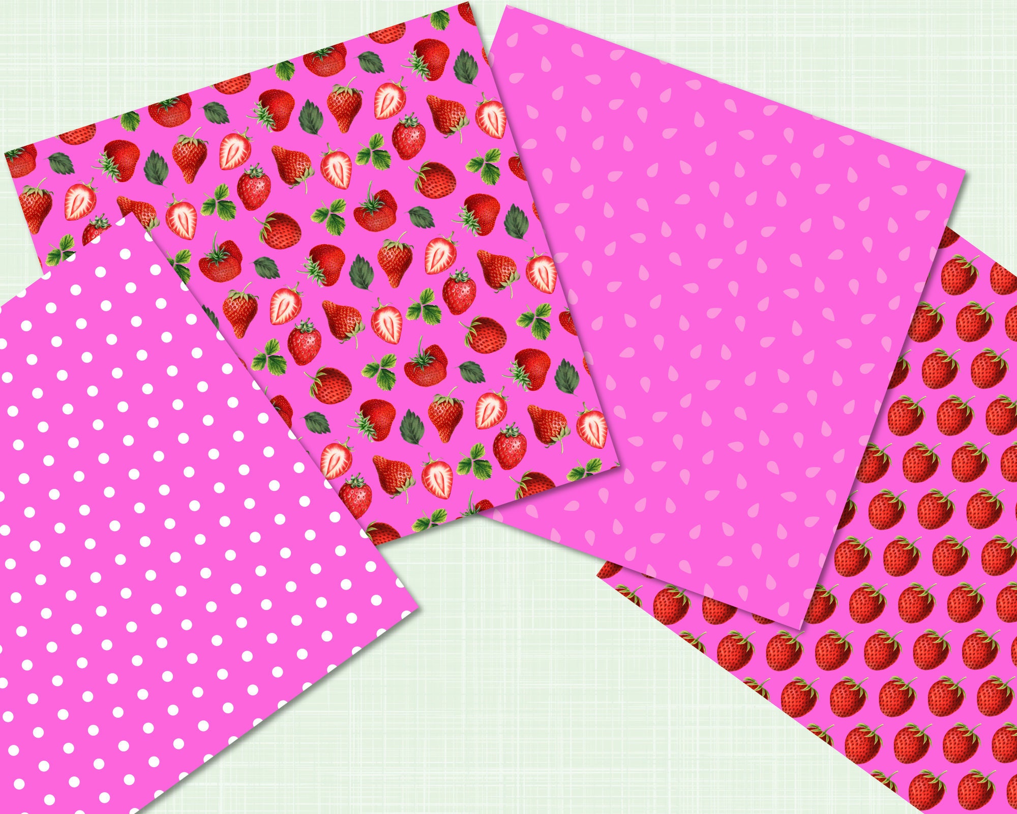 Strawberry Digital Scrapbook Paper | Fruit Patterns | Spring Designs ...
