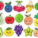 Cute Kawaii Fruit Clip Art: Scrapbook Elements, Characters, Digital ...