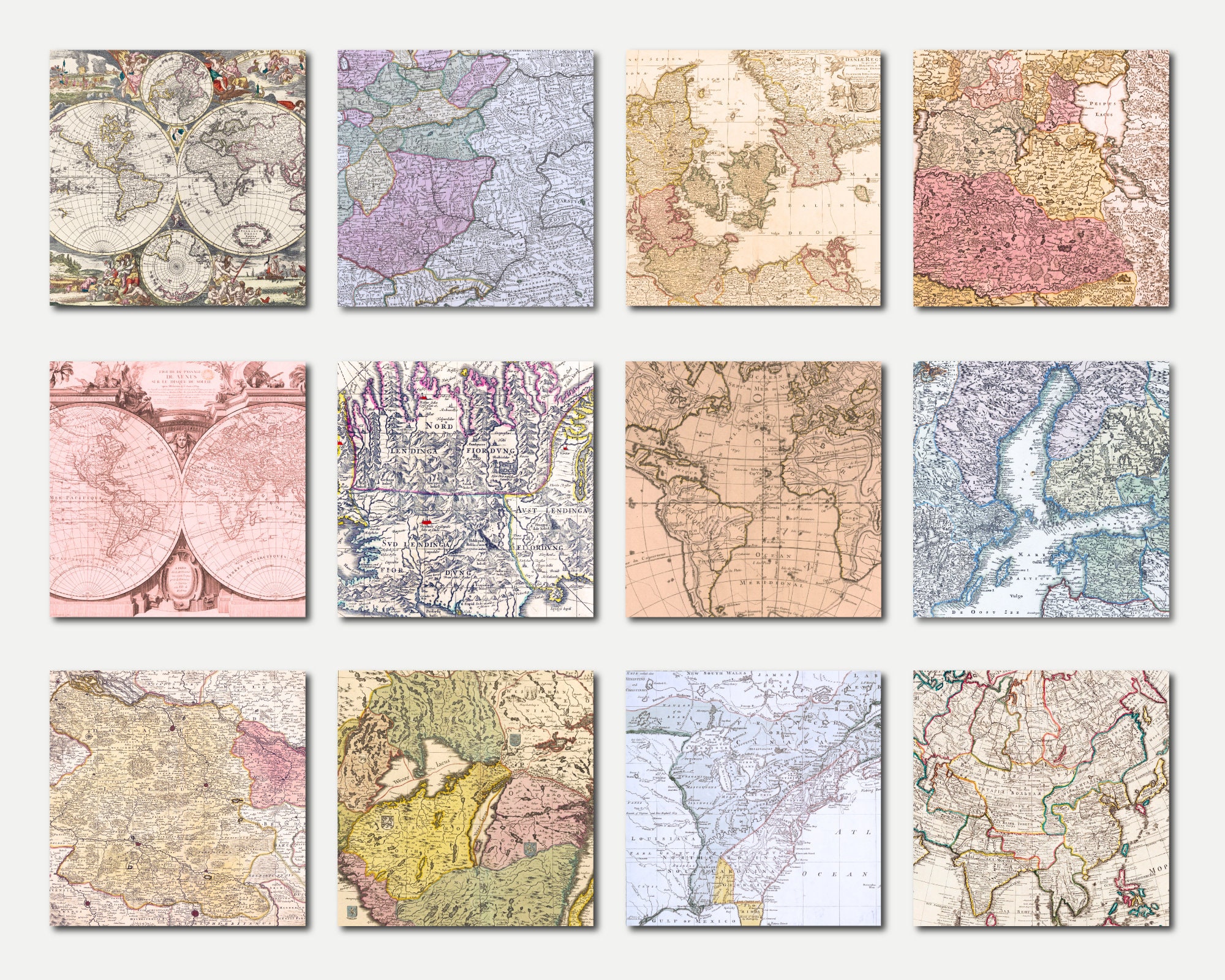 Vintage Map Digital Scrapbook Paper, Antique Maps, Antique Paper ...