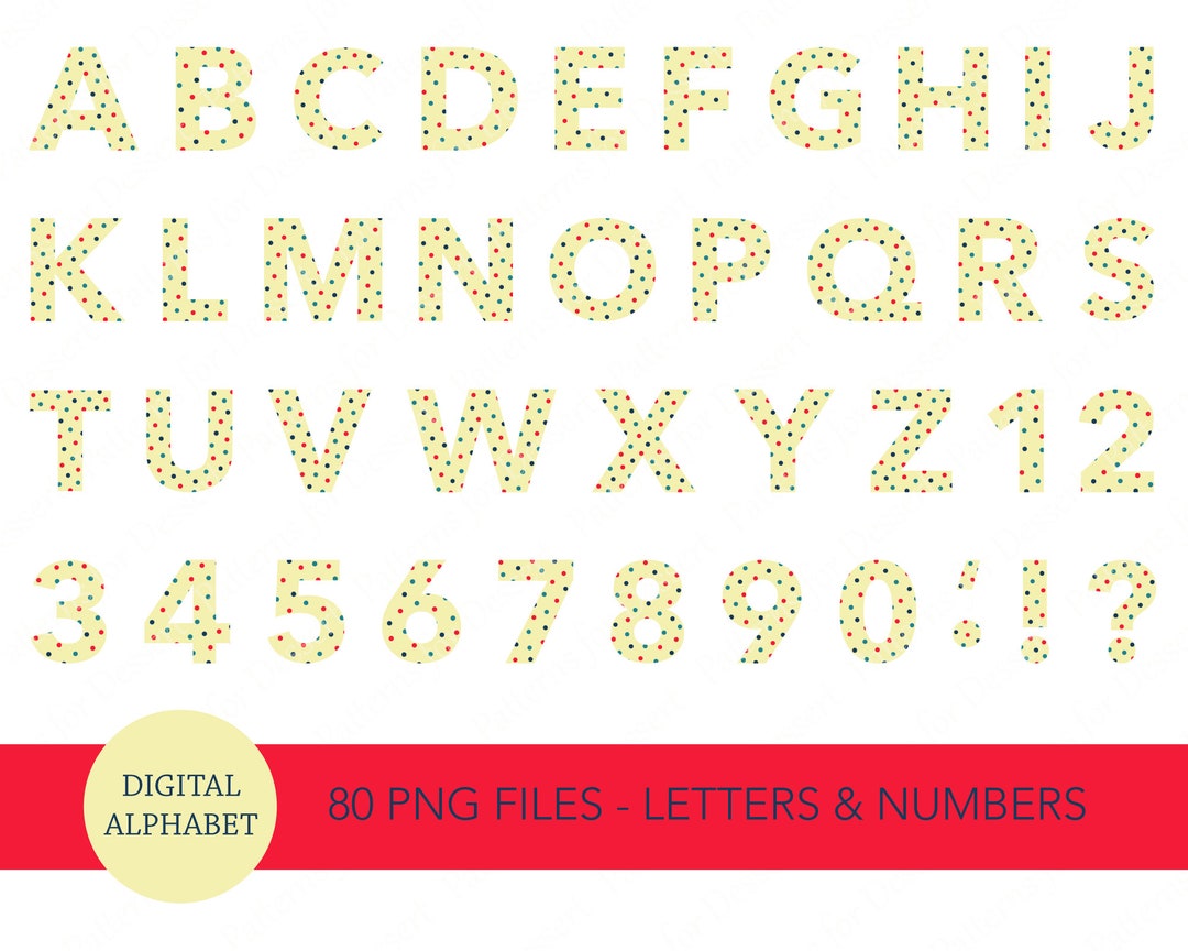 Scattered Polka Dot Alphabet II: Letter Clip Art | Polka Dot Pattern ...