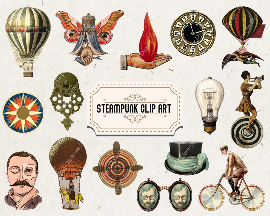 Steampunk Clip Art Collection: Vintage Illustrations, Antique Images ...