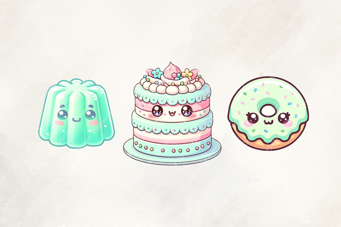 Pastel Kawaii Desserts Clip Art Scrapbook Elements Digital Download - Etsy
