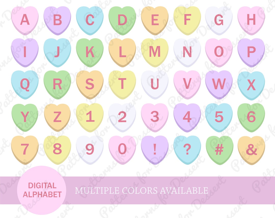 Sweet Heart Candy Alphabet Clip Art | Valentine's Day Clip Art | Pink ...