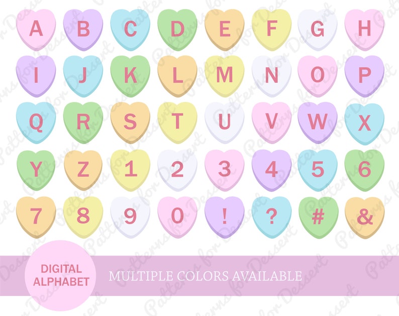 Sweet Heart Candy Alphabet Clip Art | Valentine's Day Clip Art | Pink ...