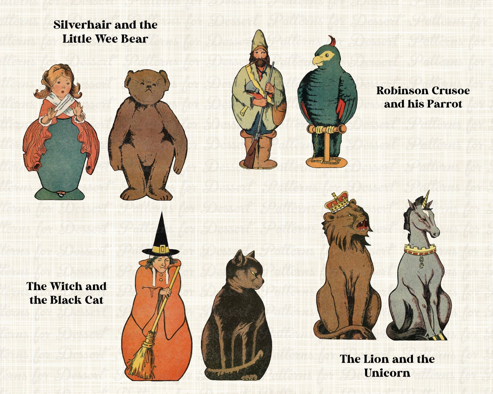 Vintage Storybook Characters Clip Art Scrapbook Elements | Etsy