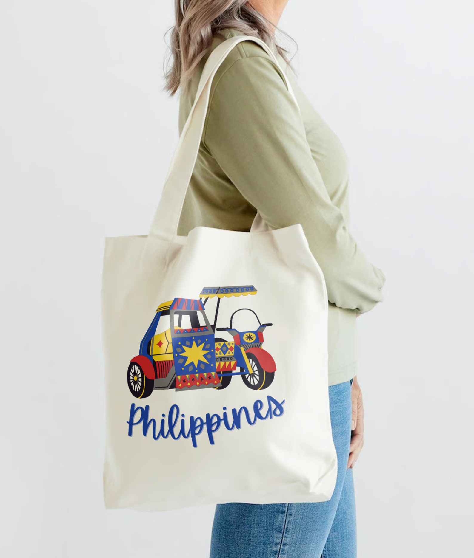 Philippines Tricycle, Filipino-inspired Tote, Filipino Gift Tote Bag, Stylish Ethnic Accessory ...