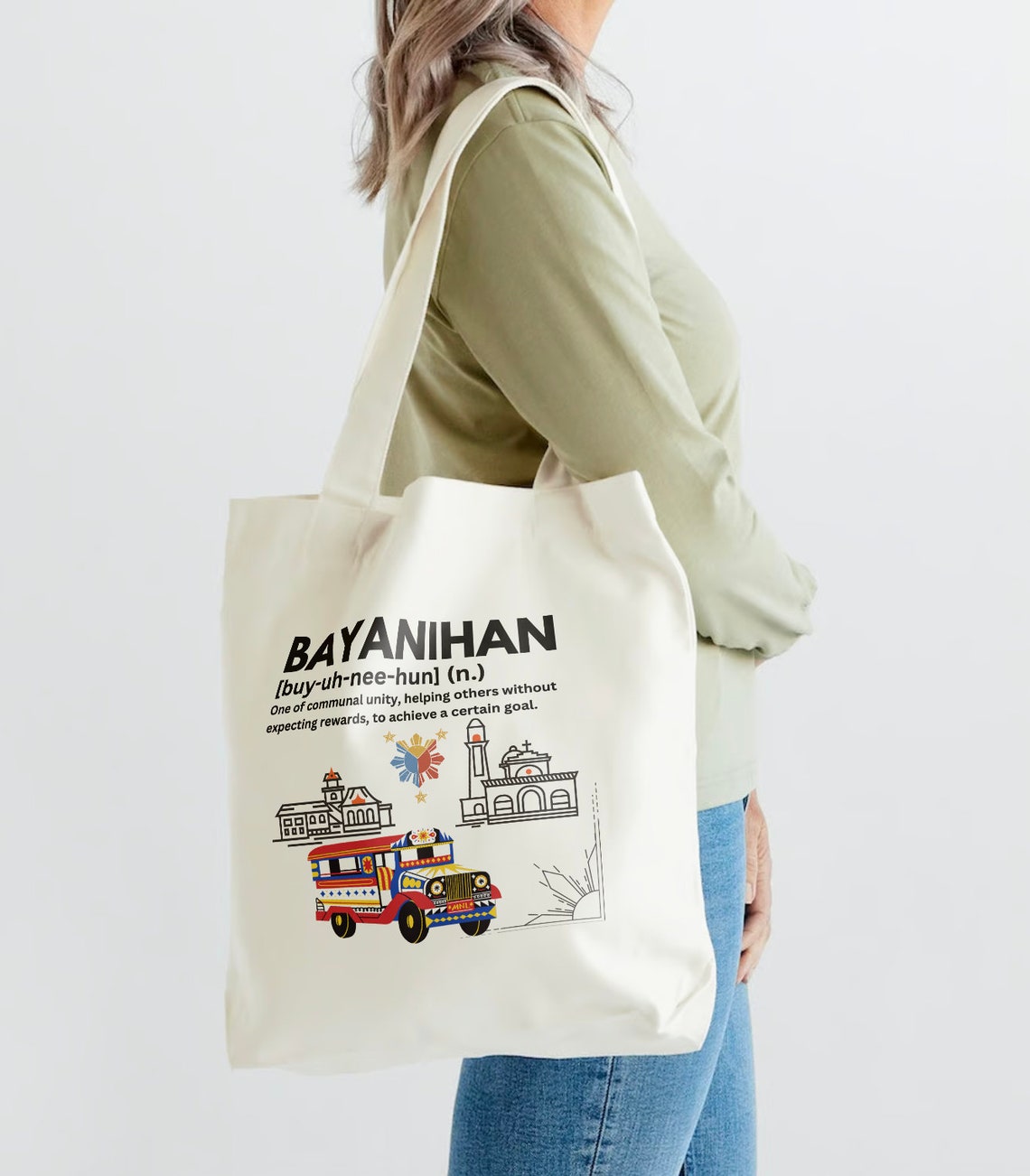 Bayanihan, Filipino-inspired Tote, Filipino Gift Tote Bag, Stylish ...