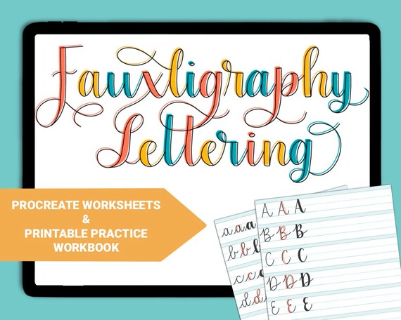 Faux Calligraphy Lettering Practice Sheets Printable - Etsy