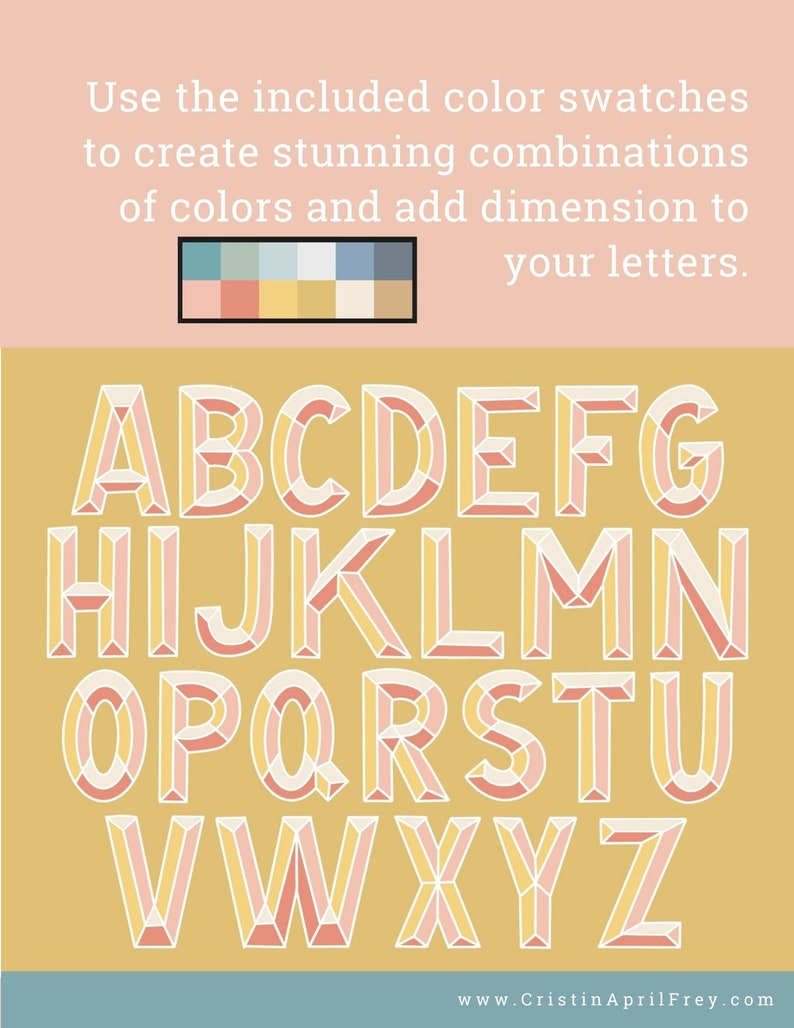 Lettering Practice Pages Beveled Lettering Kit With Procreate - Etsy