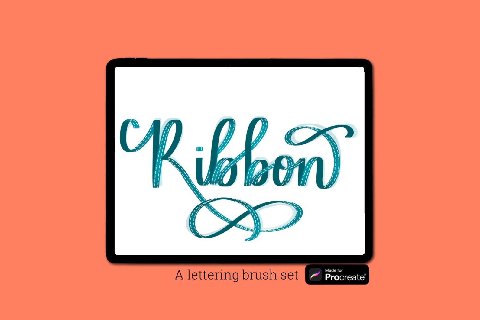 Ribbon Lettering Procreate Brush Set | Etsy