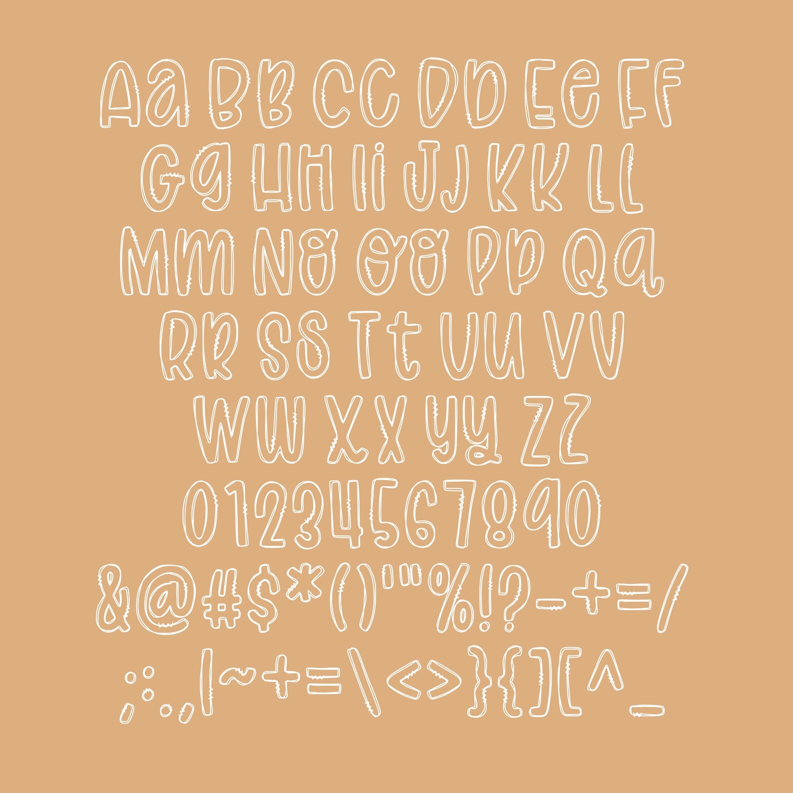 Outlined Font Doodle Alphabet Fonts for Procreate Digital - Etsy