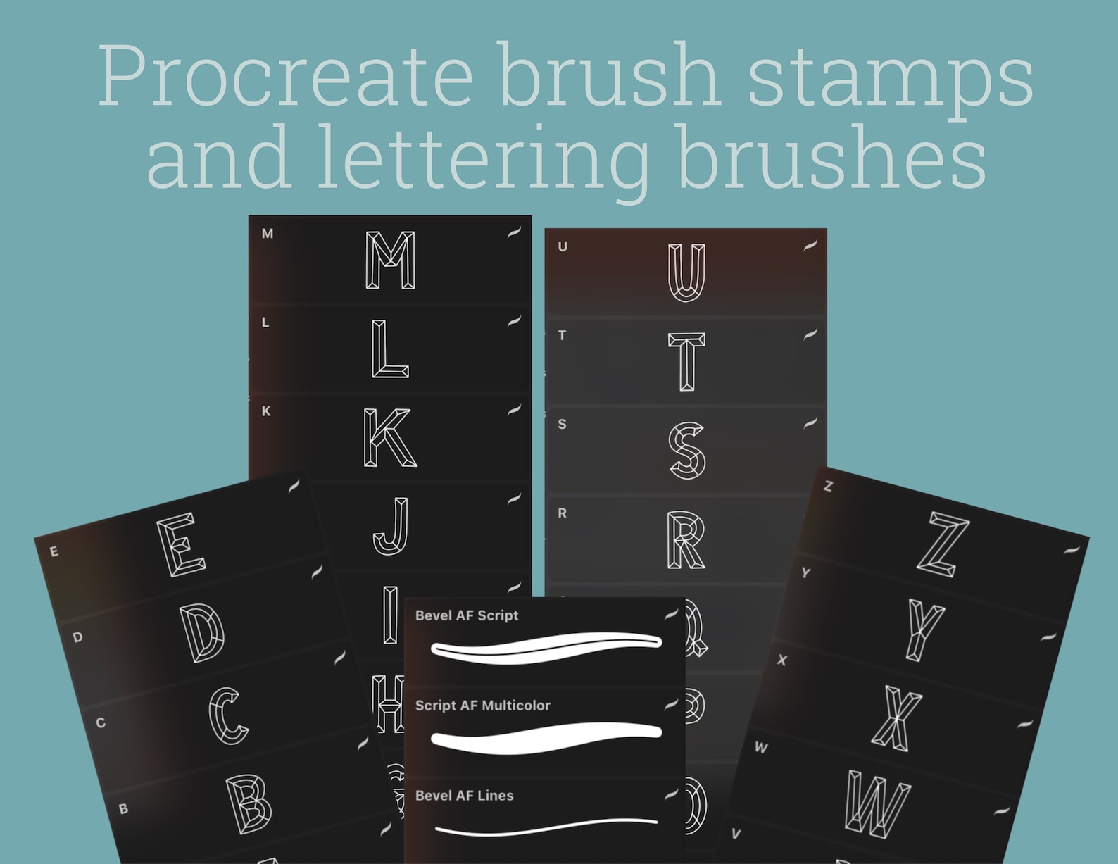 Lettering Practice Pages Beveled Lettering Kit With Procreate | Etsy