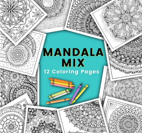 Mandala Mix Adult Coloring Pages Bundle 12 Printable Pages - Etsy
