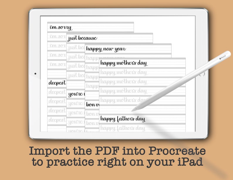 Hand Lettering Practice Sheets With Free Procreate Brush - Etsy
