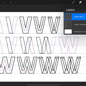 Lettering Practice Pages, Beveled Lettering Kit With Procreate Brushes ...