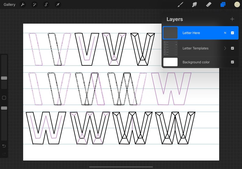 Lettering Practice Pages Beveled Lettering Kit With Procreate - Etsy