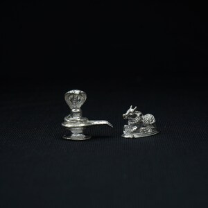 Pure Silver Shiva Lingam Snake With Nandi 21g, Lord Shiva Lingam Idol ...