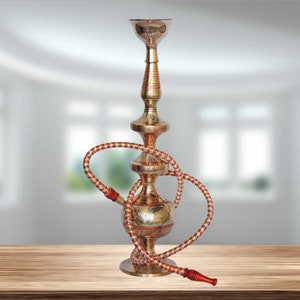 Brass Hookah Hukka Fancy 1.43kg, Brass Burned Design Large Original ...