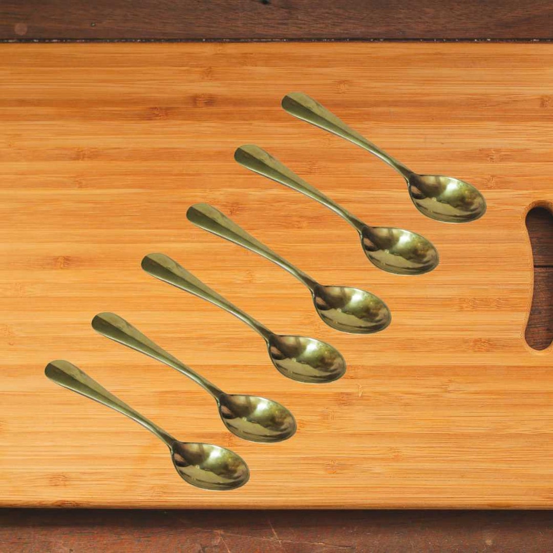Pure Brass Spoon Set 480g Pack of 12, Spoons Dinnerware Utensils, Brass ...