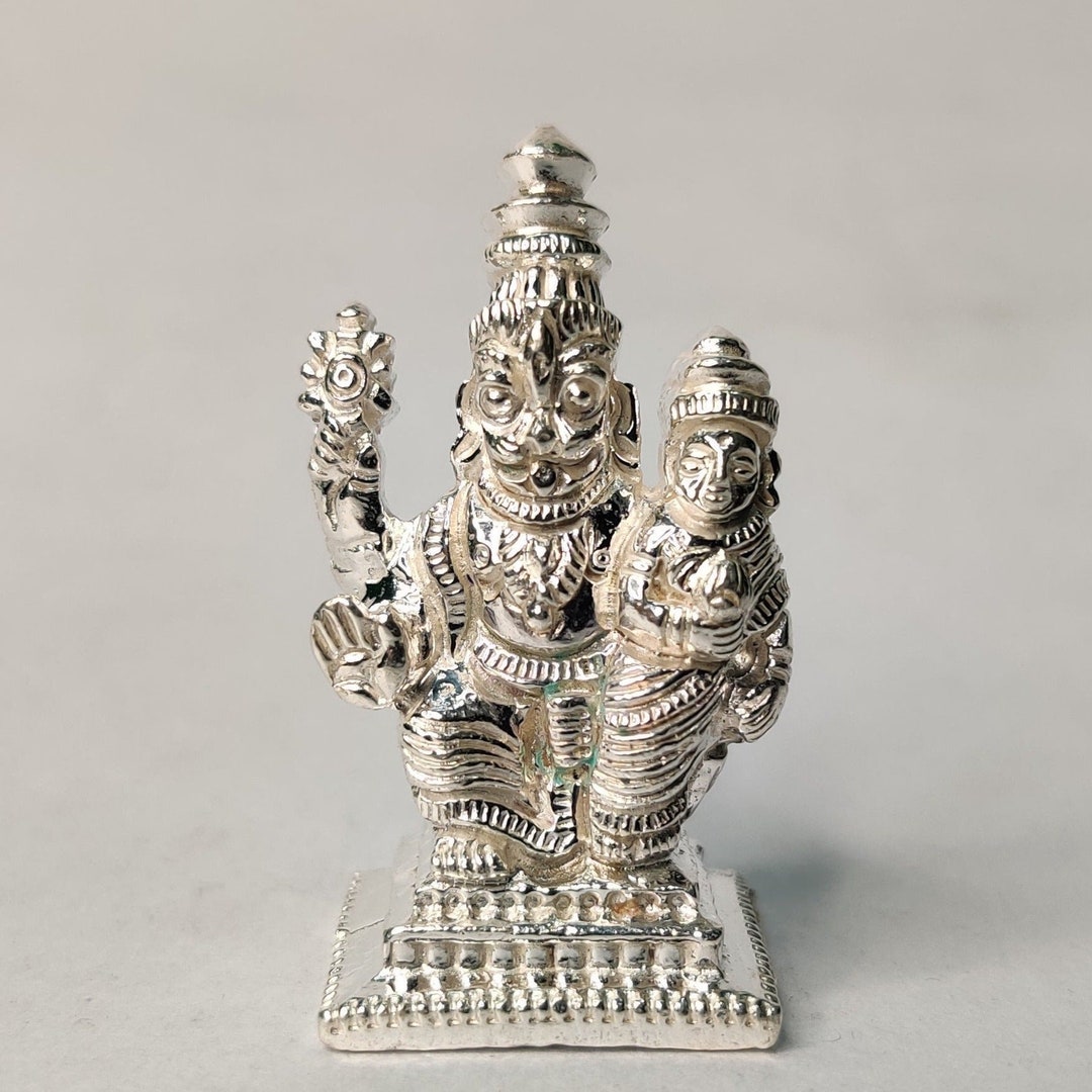 Pure Silver Lakshmi Narasimha Swami Idol 46g, Lakshminarasimha Idol for ...