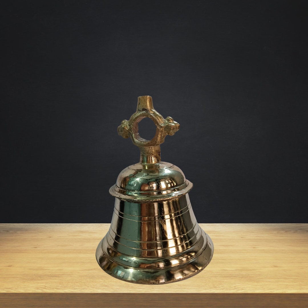 Solid Brass Temple Ganta, Hanging Ship Bell Brass, Pooja Bell Indian ...