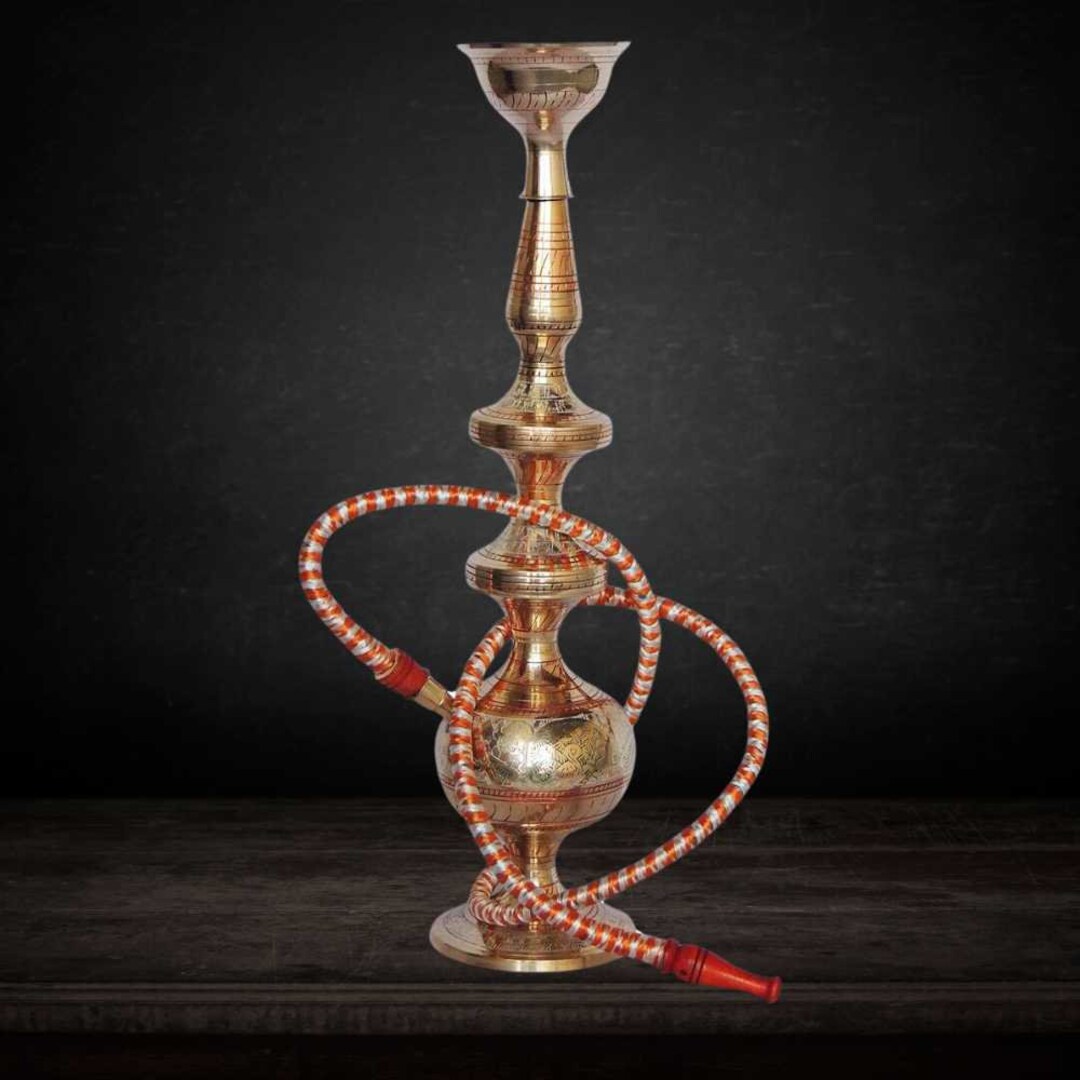 Brass Hookah Hukka Fancy 1.43kg, Brass Burned Design Large Original ...