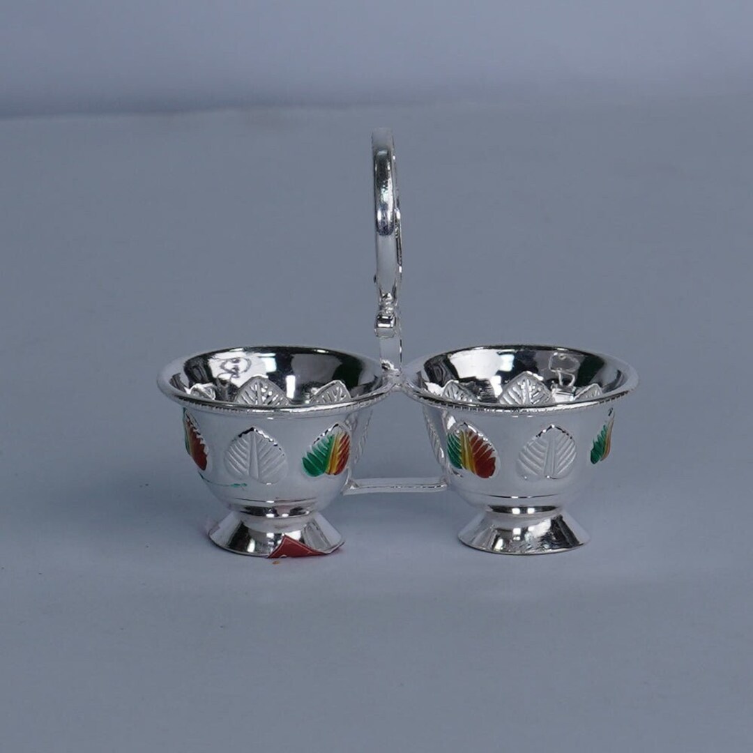 Pure Silver Haldi Kumkum Holdertwo Bowl Set 23.05g Haldi - Etsy