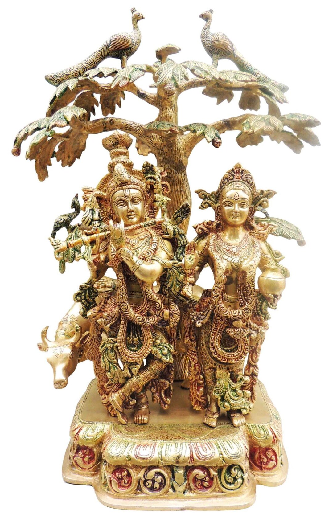 Radha Krishna With Tree Radha Krishna Statue Brass Radha - Etsy
