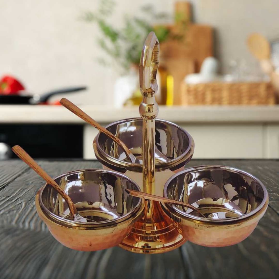 Brass & Steel Pickel Achar Holder Bowl With Spoon 1430gpack - Etsy
