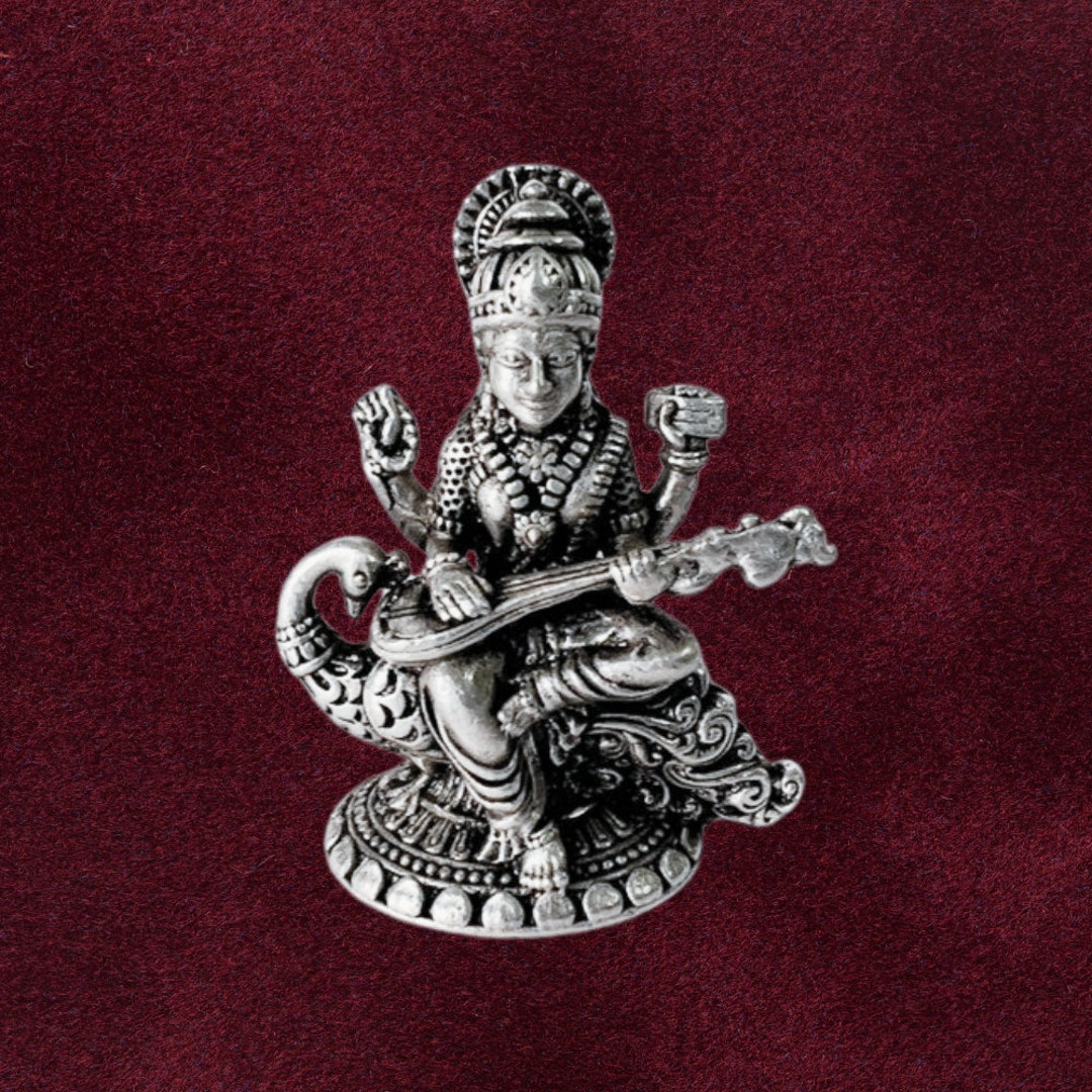 Pure Silver Saraswathi Antique Idol, Silver Saraswati Idol Statue ...