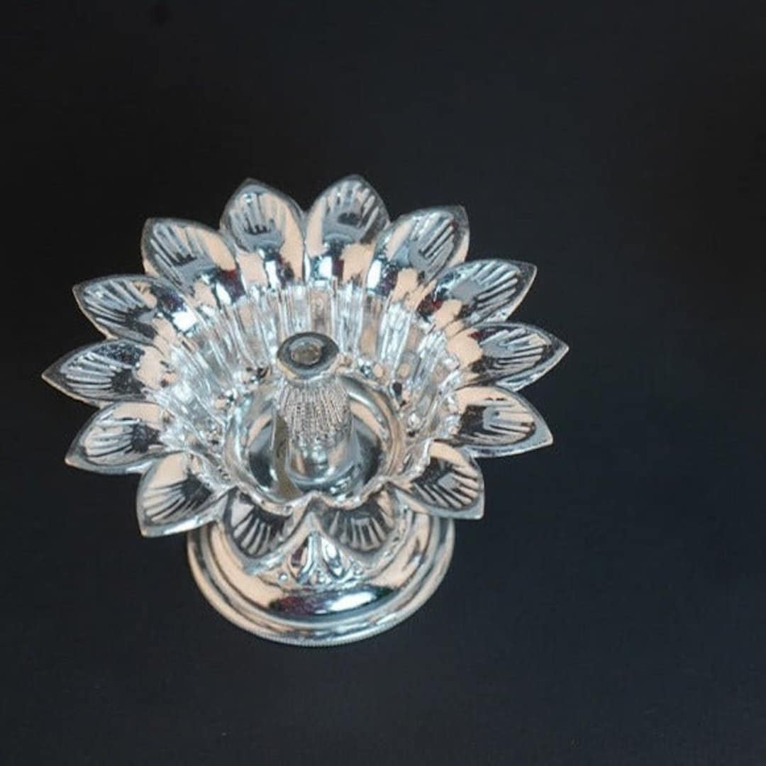 Pure Silver Fancy Diya 14g, Diya Temple Pooja, Deepam for Temple ...