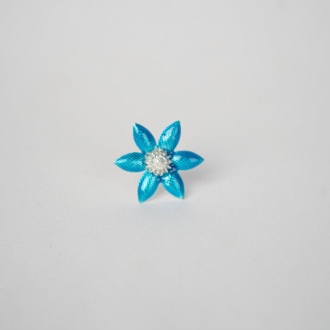 Pure Silver Enamel Blue Flowers 5g pack of 2 - Etsy