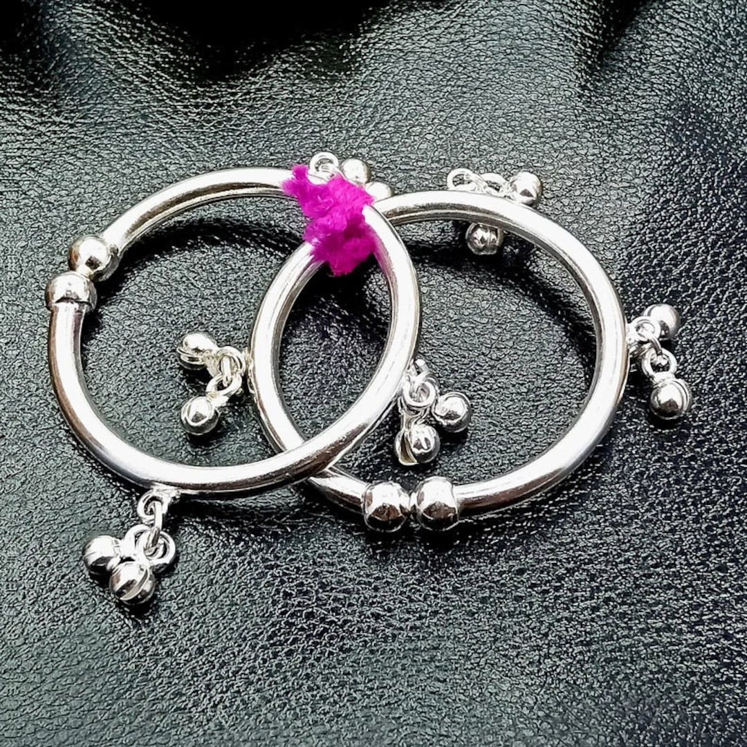 Pure Silver Kadiyalu, Adjustable Silver Baby Kada Silver Baby Bangle ...