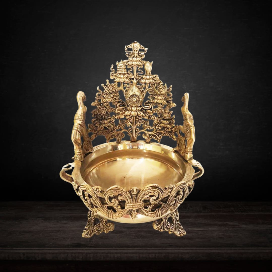 Designer Brass Urli, Indian Urli Bowl Art, Brass Uruli Bowl, Brass Urli ...