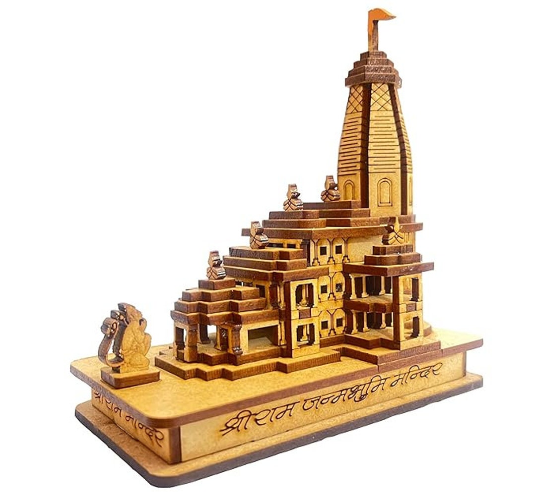Shri Ram Mandir Ayodhya 3D Wood Tempal, Indian Pooja Decore for Home ...