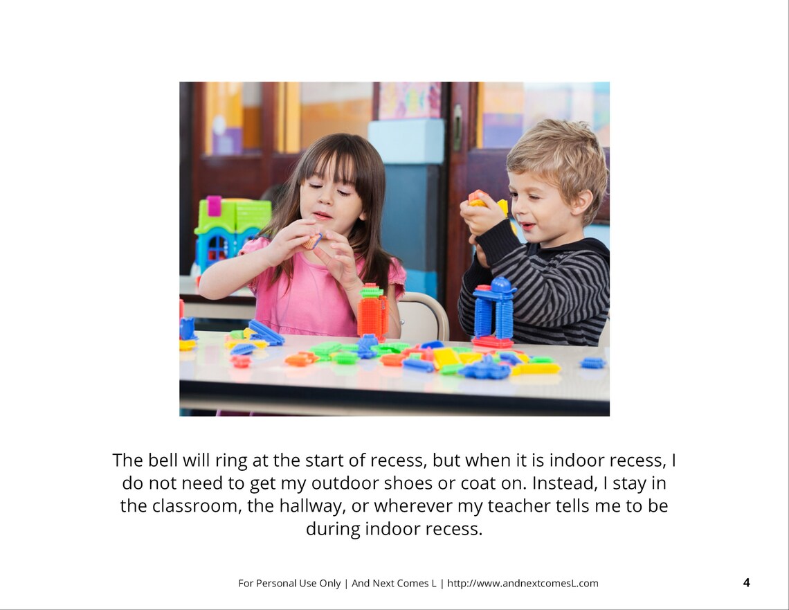 Social Story: Indoor Recess | Etsy