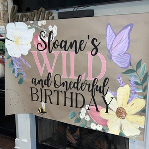 Floral Birthday Banner, Wildflower Painted Banner, Tea Party Banner ...