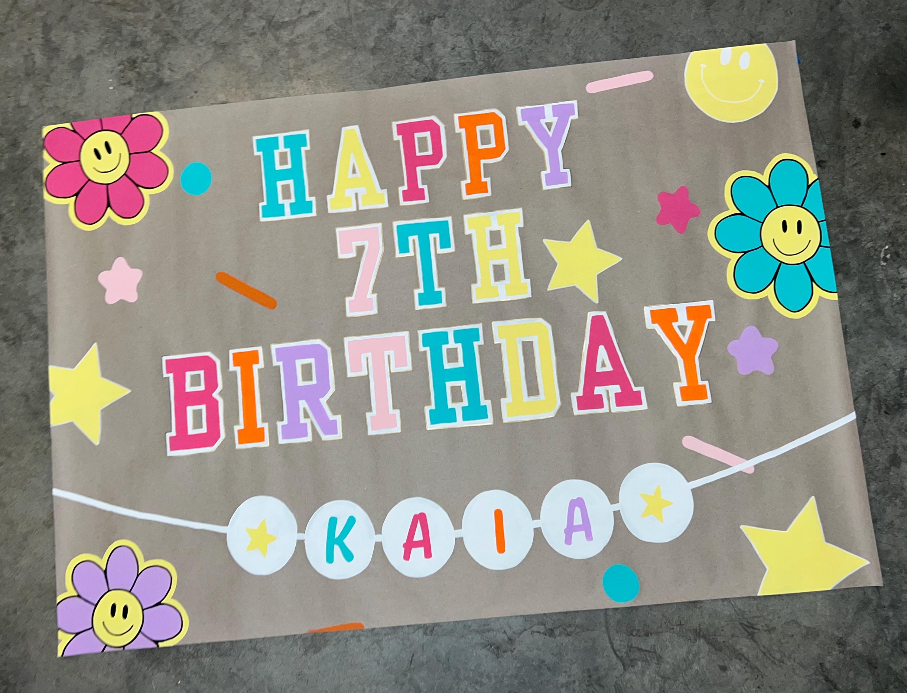 Chenille Letter Painted Banner CUSTOMIZABLE, Colorful Girls Party ...