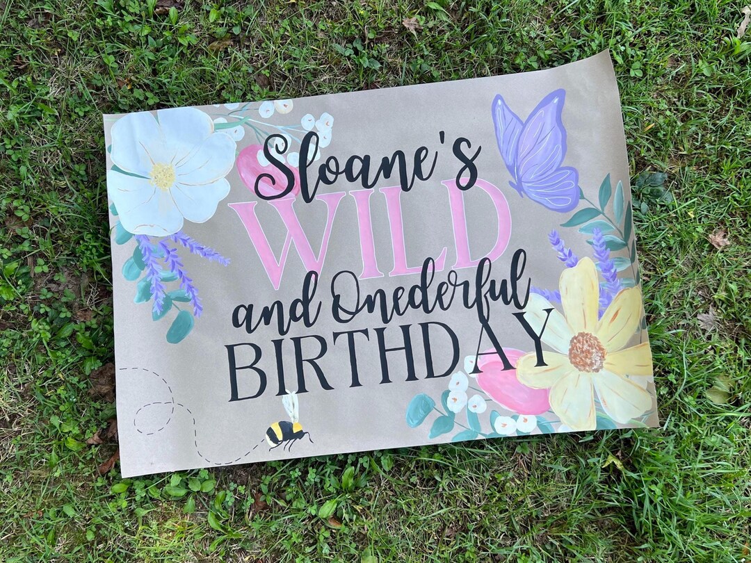 Floral Birthday Banner, Wildflower Painted Banner, Tea Party Banner ...