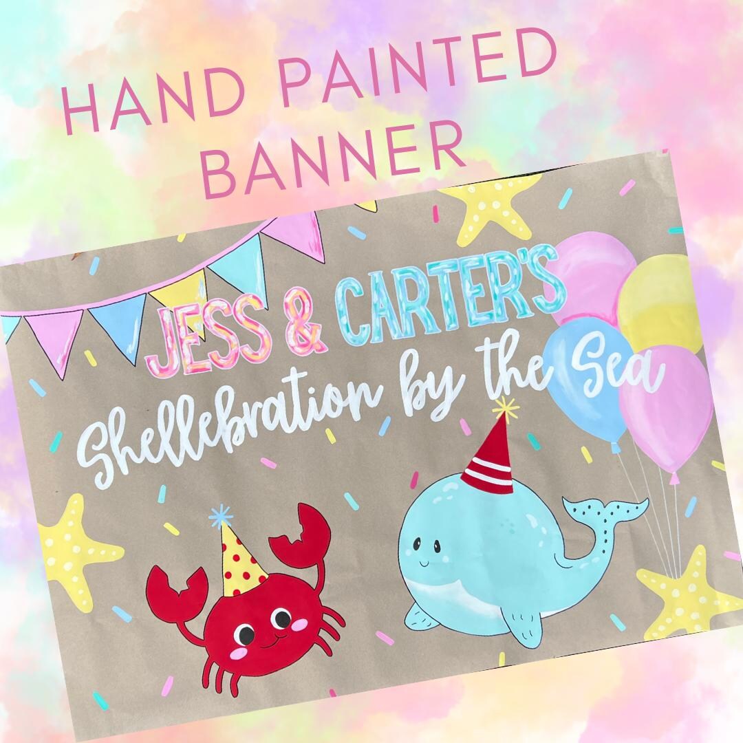 Beach Birthday Banner, Shellebration by the Sea Banner, Beach Themed ...