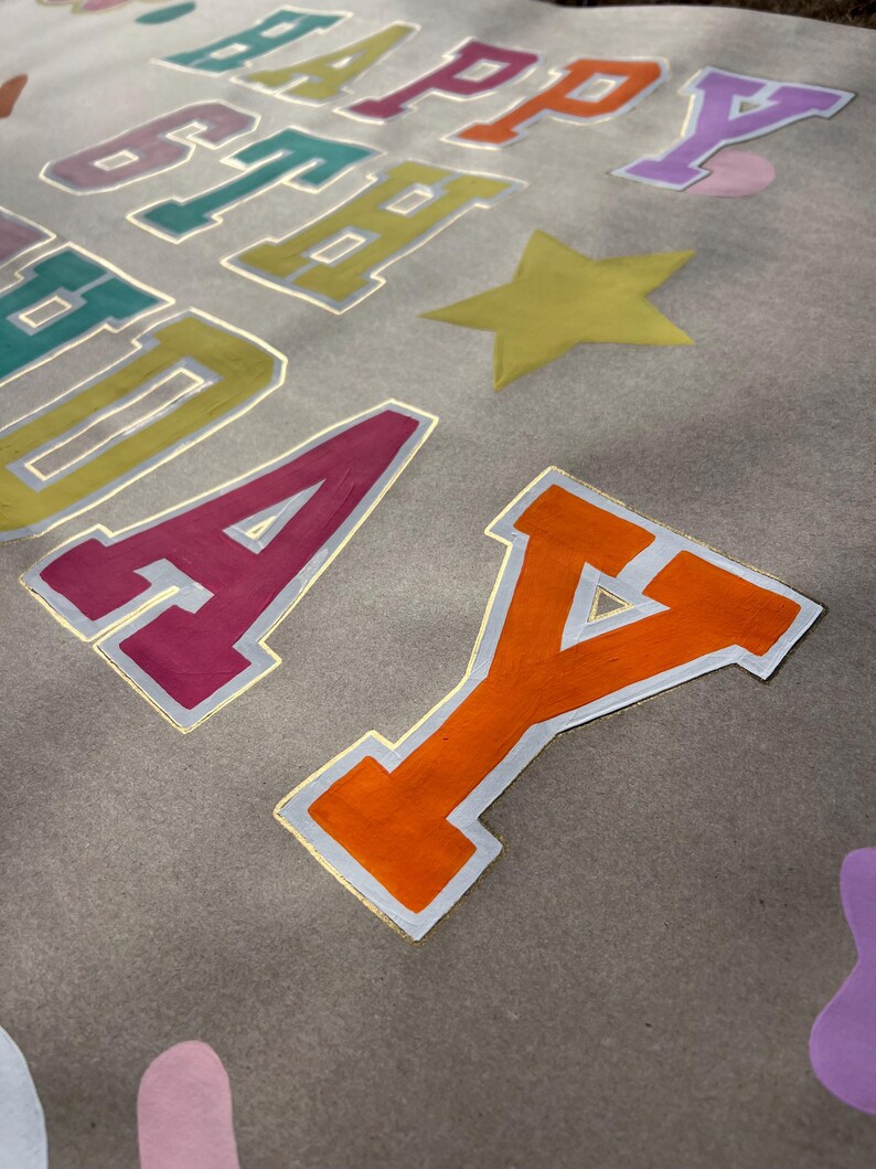 Chenille Letter Painted Banner CUSTOMIZABLE, Colorful Girls Party ...