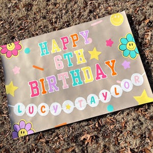 Chenille Letter Painted Banner CUSTOMIZABLE, Colorful Girls Party ...